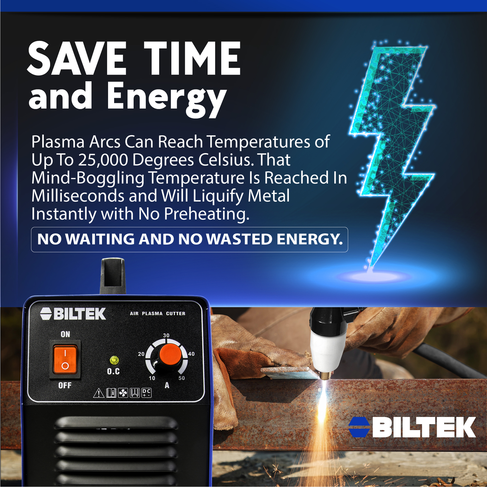 Biltek Plasma Cutter 50A Dual Voltage 110V/220V Cutting Torch Kit 1/2 ...