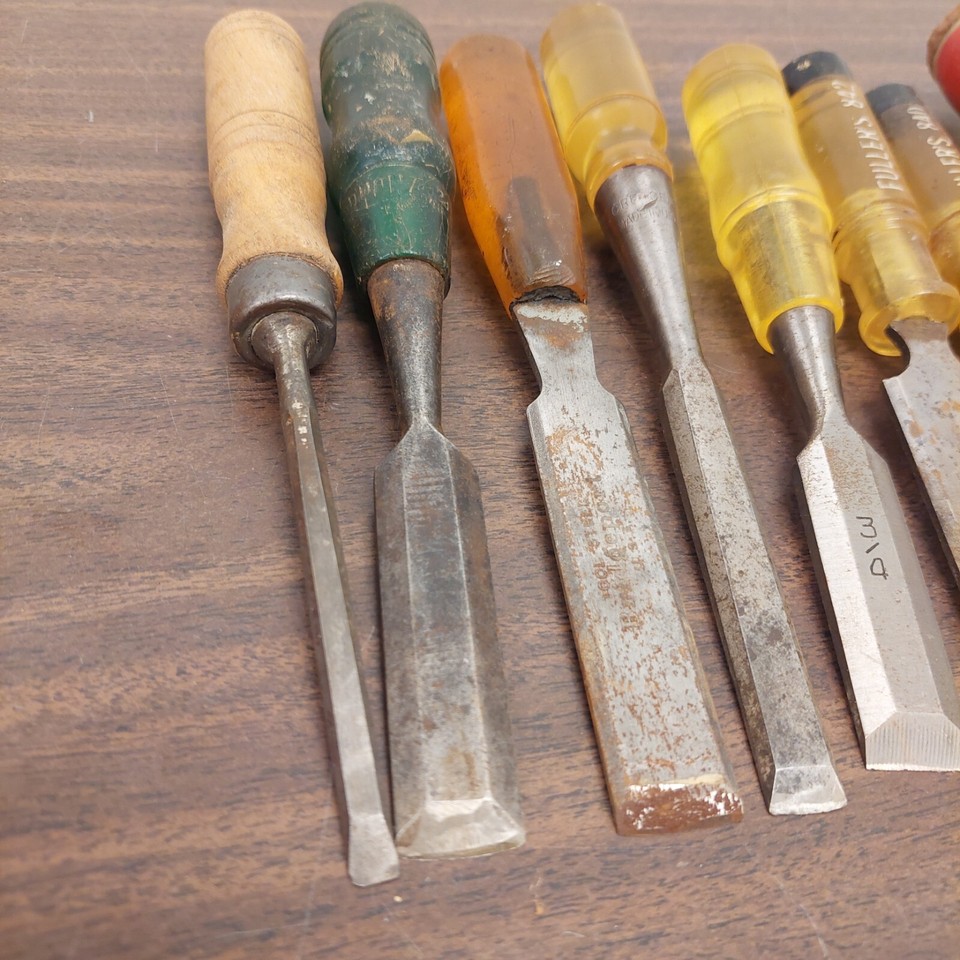lot 9 Vintage Wood Chisels Carving Tool Fuller Sears Woodworking | eBay