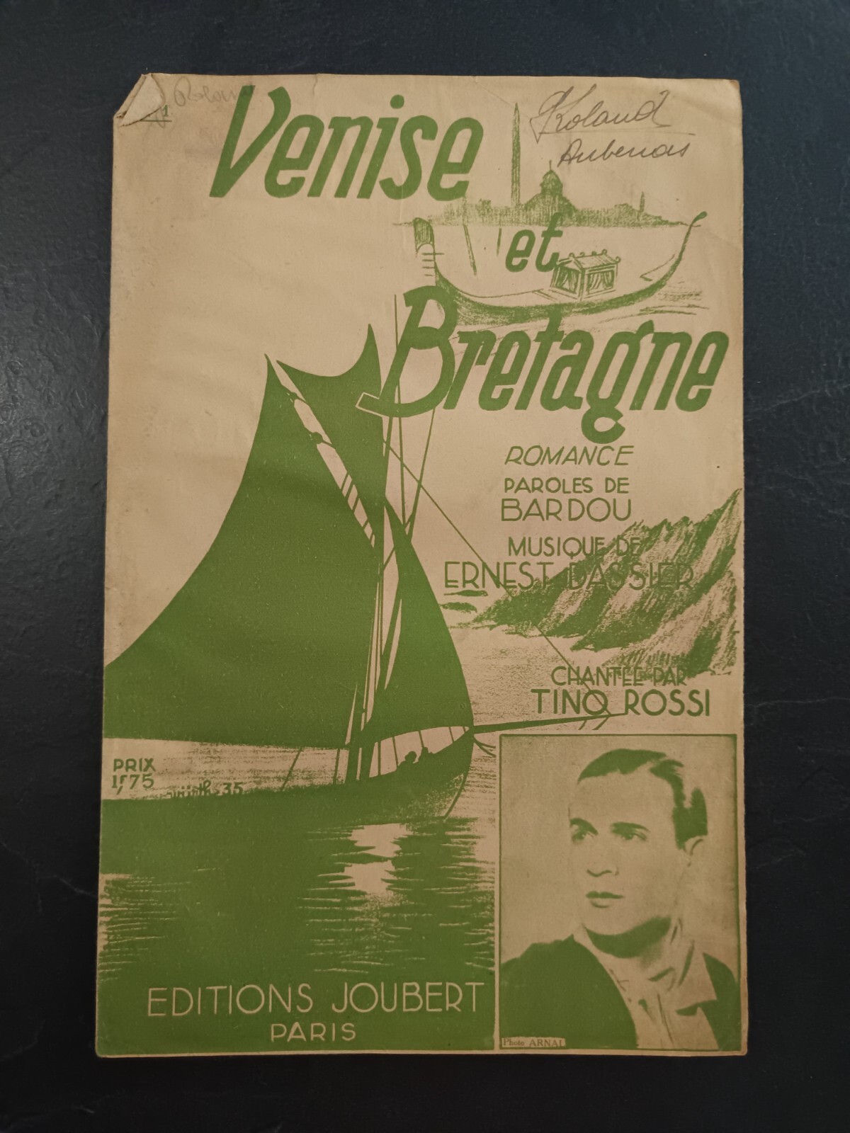 Vintage Sheet Music - Venice And Brittany - Tino Rossi - Caf | eBay