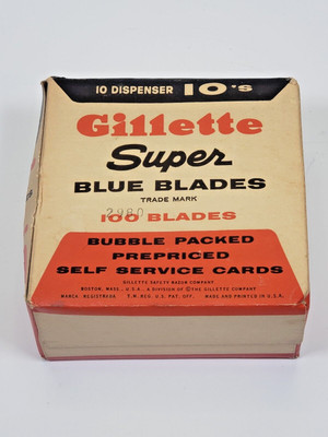 NOS Full Sealed Box of Vintage Gillette Super Blue Blades Ten 10's on ...