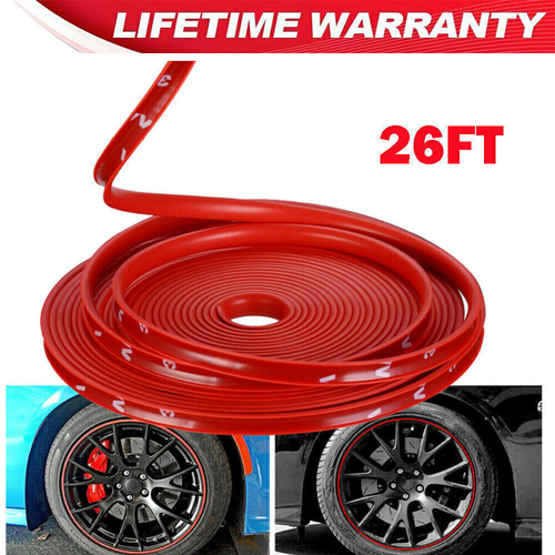 RED 26FT CAR WHEEL HUB RIM TRIM TIRE RING GUARD RUBBER PROTECTOR | eBay