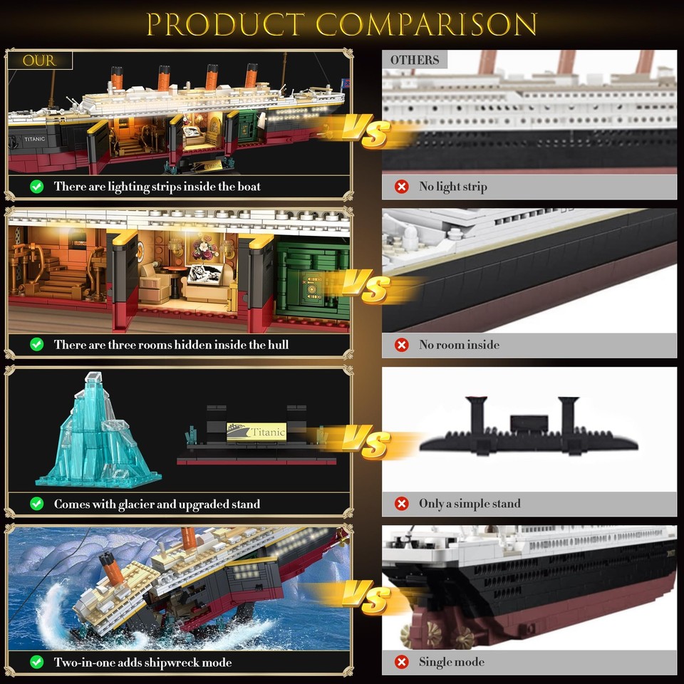 Titanic Building Blocks Set, 2288 Pieces Big Ship Block Model Set with ...