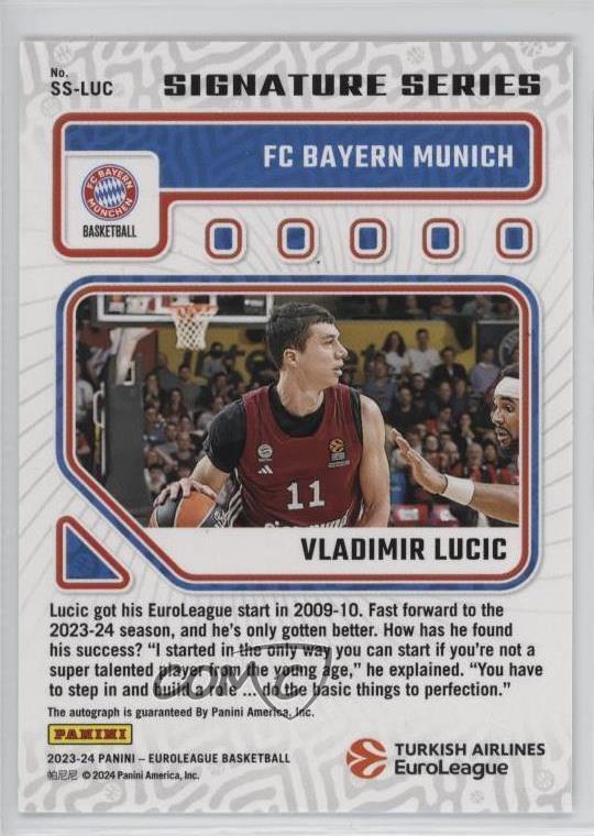 2023-24 Panini Donruss EuroLeague Signature Series Vladimir Lucic #SS ...