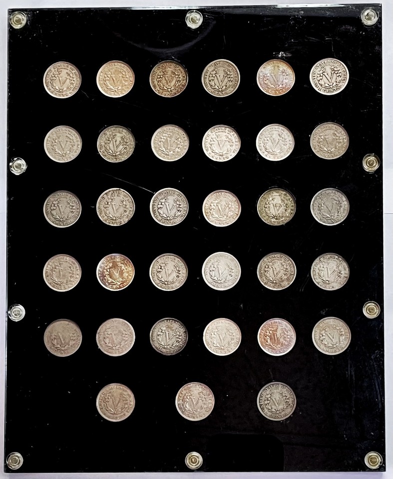 1883-1912 S COMPLETE 33 COIN US LIBERTY V NICKELS SET G -AU CONDITION ...