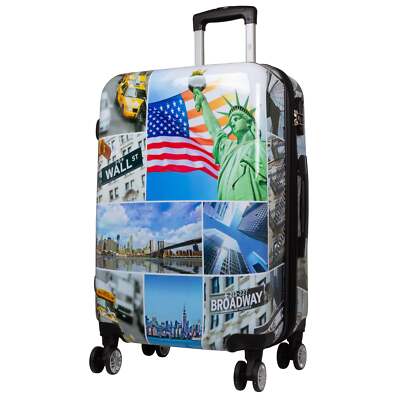 Hartschale Reisekoffer mittelgroß Trolley bunt 4 Rollen Motiv Liberty ...