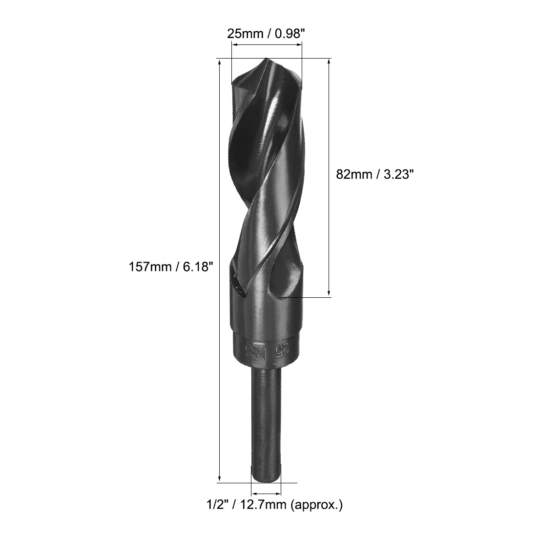 25mm Drill Bit HSS 9341 Black Oxide With 1/2 Inch Straight REDUCED ...