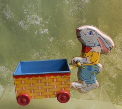 Vintage Tin Litho Peter Rabbit Candy Wagon on Wheels - USA J. Chein | eBay