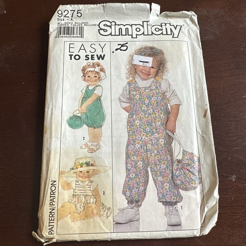 Simplicity Sewing Pattern Uncut 9275 Toddlers' Overalls & Bag ...
