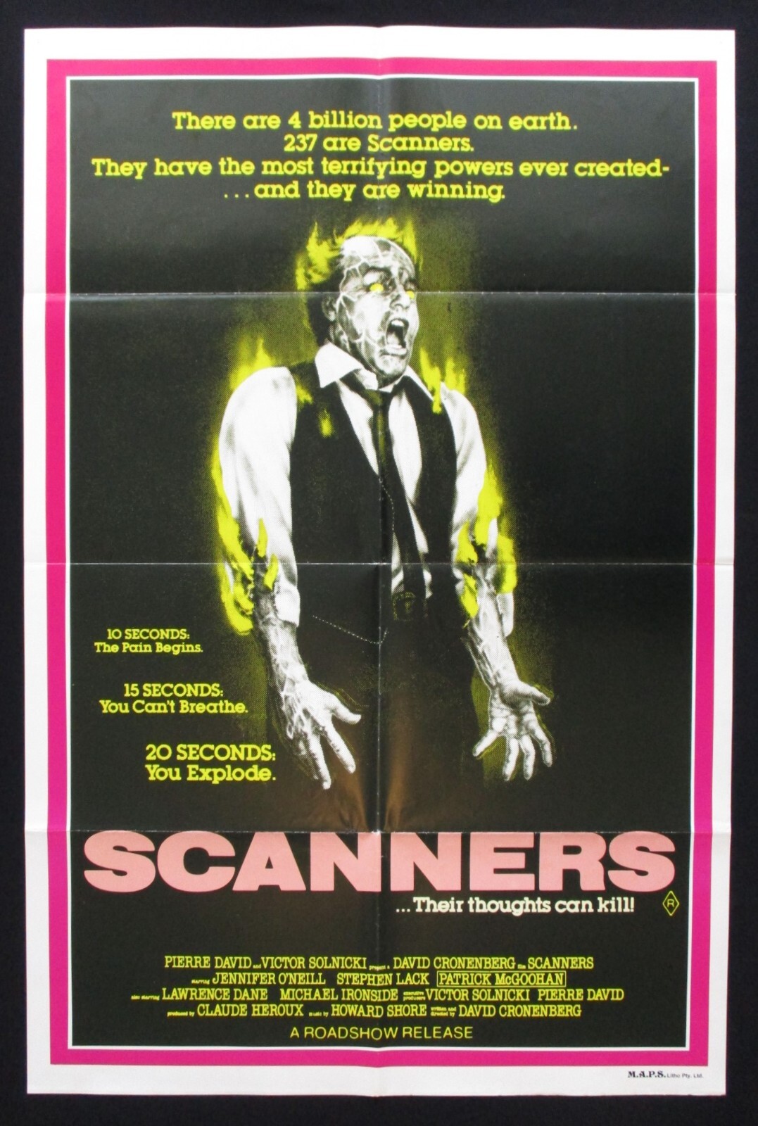 SCANNERS 1981 Original Australian movie poster Cronenberg horror classic | eBay