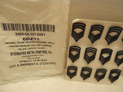 INSIGNIA GRADE ENLISTED PERSONEL METAL MASTER SERGEANT (E8) ARMY ...