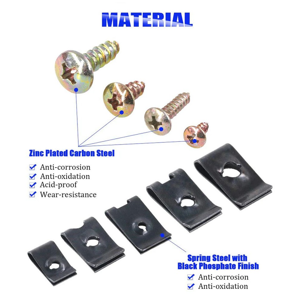 170X Automotive Car Door Body Panel Clip Fasteners U Clips Nuts ...