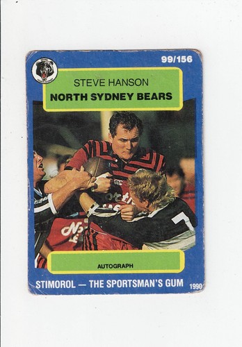 1990 Stimorol Rugby League Steve Hanson #99 (North Sydney Bears) | eBay ...