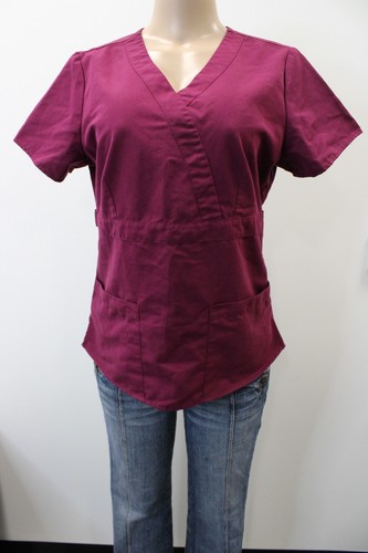 Scrubology Womens Purple Medical Scrub Uniform Blouse V Neck Short ...