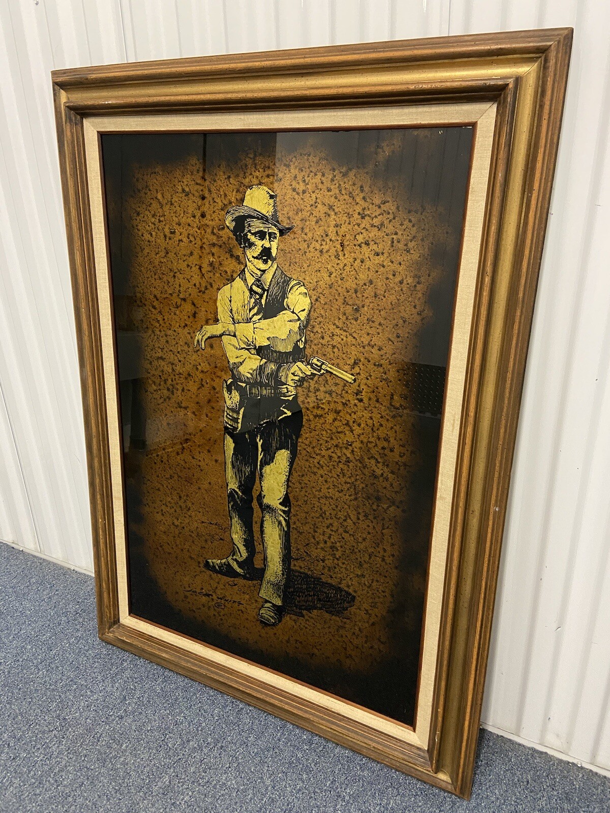 Original JACK WHITE Gold Leaf "Echruseos" Painting “ Texas Ranger ...