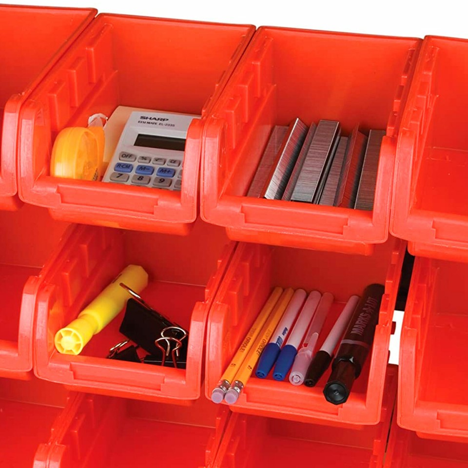 30 PC WALL MOUNTED GARAGE STORAGE BIN WORKSHOP ORGANISER RACK DIY TOOL ...