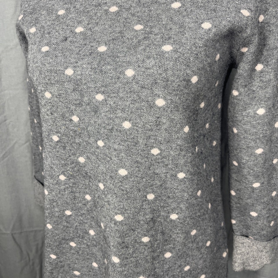 Cynthia Rowley Pullover XS Sweater Gray/Pink Polka Dot 3/4 Sleeve ...
