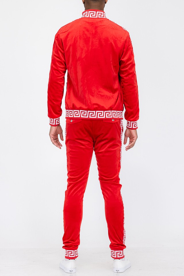 Unisex Full Zip Velour Suede Track Suit Status Print Gold S 3XL Plus ...