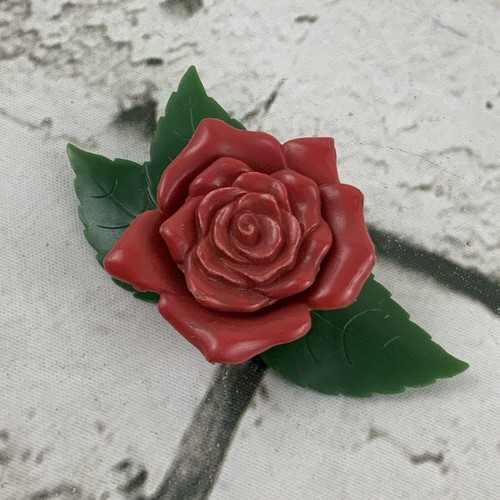 Red Rose Brooch Pin Celluloid Green Floral Vintage Art Deco | eBay