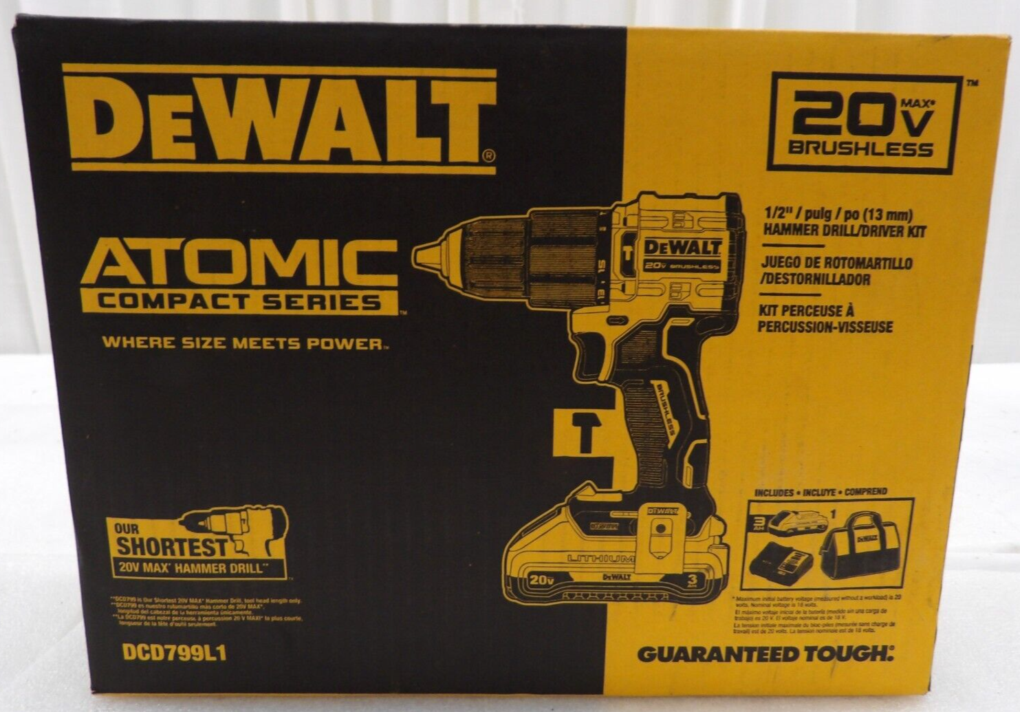 DeWalt Atomic Compact DCD799L1 20V MAX Brushless 1/2" Hammer Drill ...