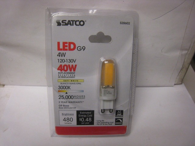 Satco S28602 - 4 Watt JCD LED 3000K G9 base 120-130 Volt Carded (12 ...