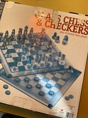 Glass Chess & Checkers Set Cardinal by Cardinal (Clear & Frosted Pieces ...