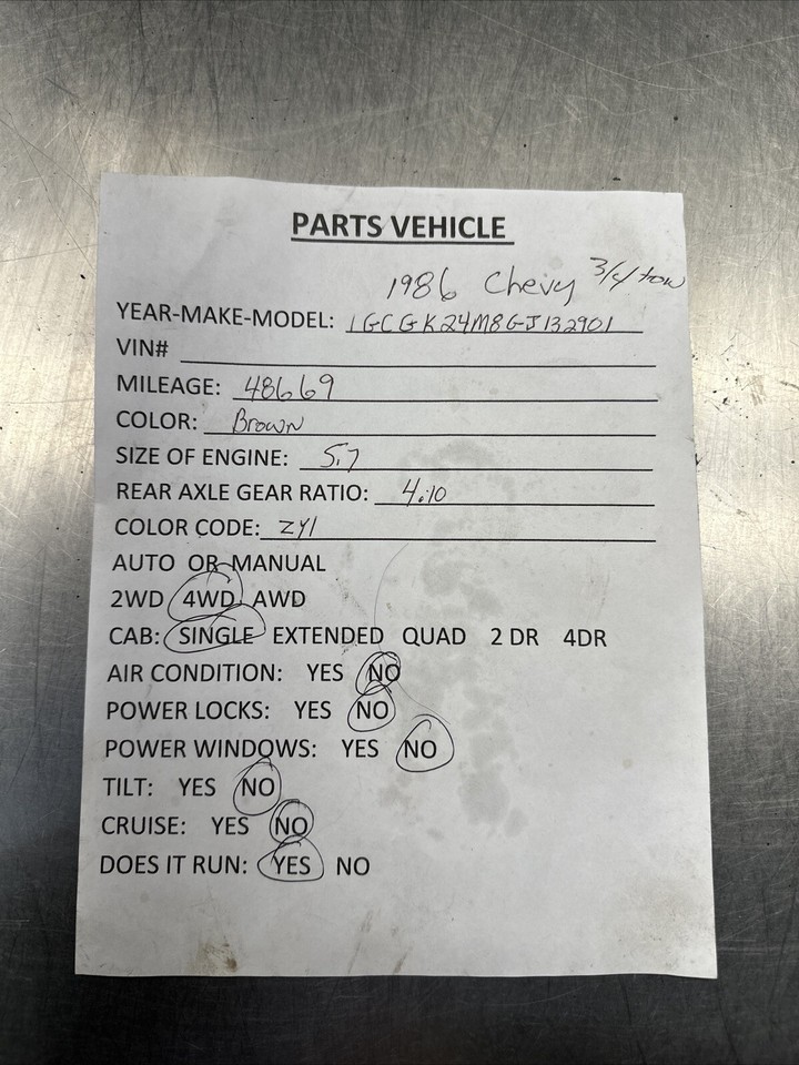 1973-1987 Chevy Truck K20 Squarebody Front Axle Assembly 4.10 Vintage ...