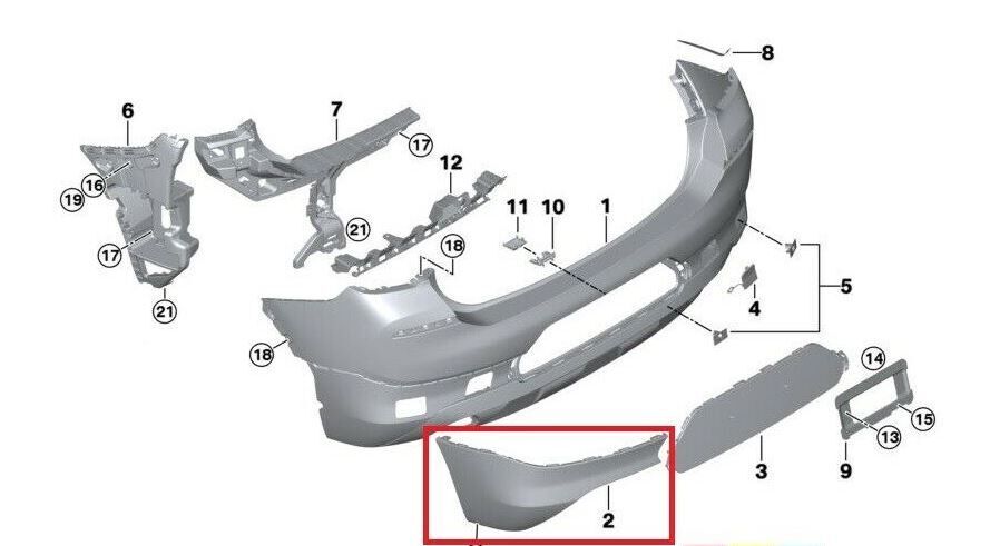 NEW GENUINE BMW X2 F39 REAR BUMPER SIDE MOLDIG TRIM RIGHT O/S ...
