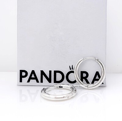New 100% Authentic PANDORA 925 Moments 18 mm Charm Hoop Earrings ...