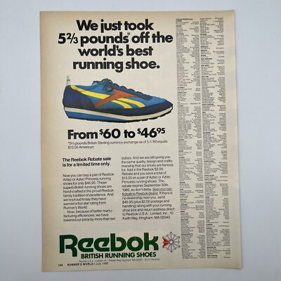 Reebok British Running Shoes 1980 Vintage Print Ad 8"x10.5" dealers ...