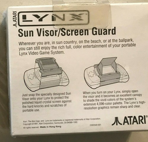 Atari Lynx II(2) Sun Visor Screen Guard Screen Protector Factory Sealed ...