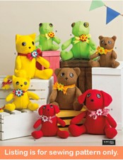 Simplicity Sewing Pattern 8442 Felt Stuffed Animals Frog Bear Cat Dog 2 ...