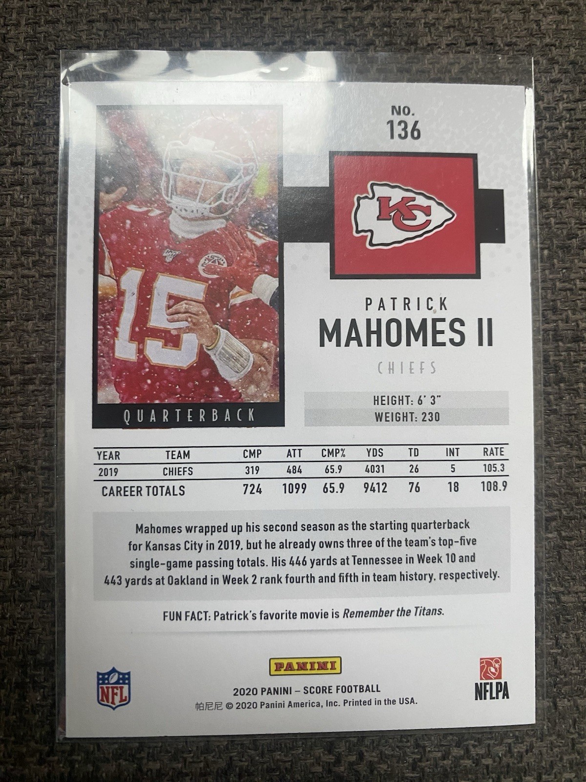 2020 Score - Patrick Mahomes II #136 for sale online | eBay UK