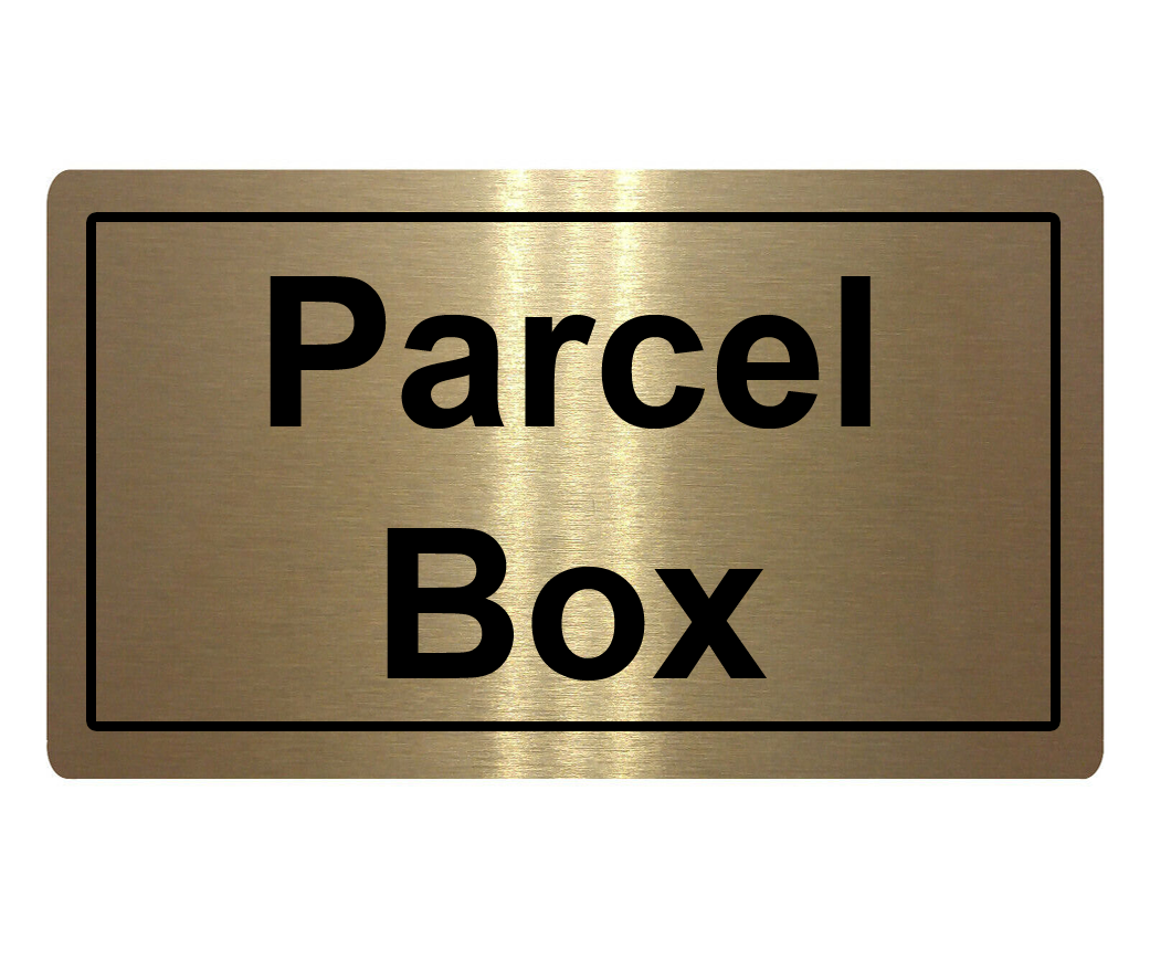 RECTANGLE PARCEL BOX SIGN - BRUSHED GOLD OR SILVER ALUMINIUM - 150mm X ...