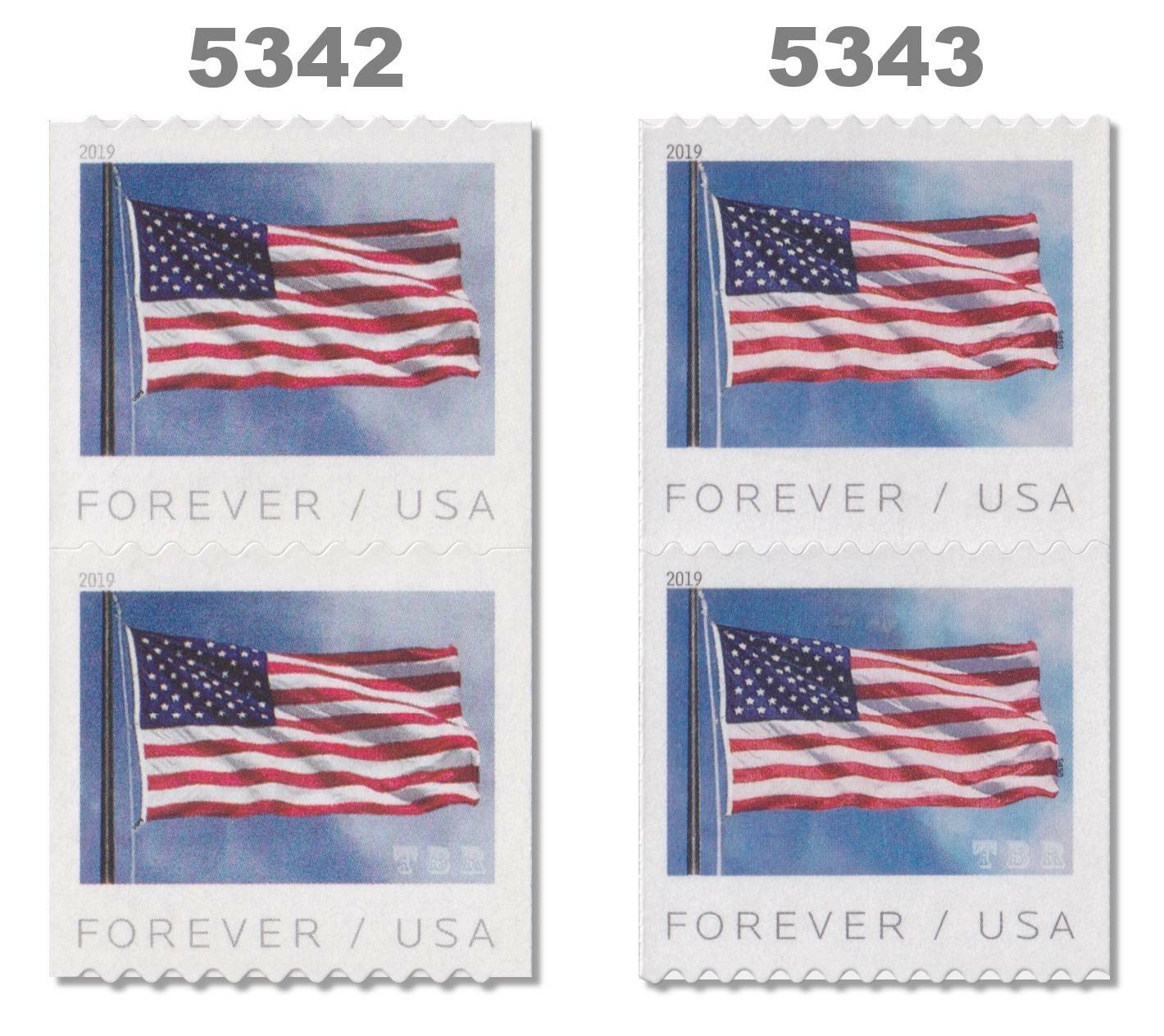 5342 APU and 5343 BCA Flag USA Forever Stamps Set of 2 Pairs 2019 MNH ...