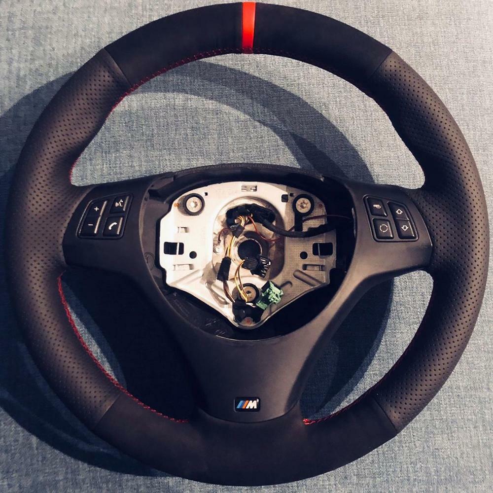 Suede Leather Steering Wheel Cover for BMW E81 E82 E87 E88 E90 E91 M3 ...