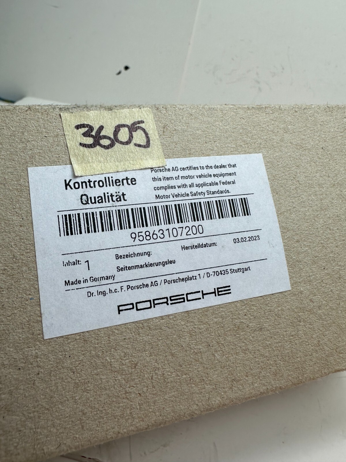 Porsche 95863107200 Genuine OEM Side Marker Lamp for sale online | eBay