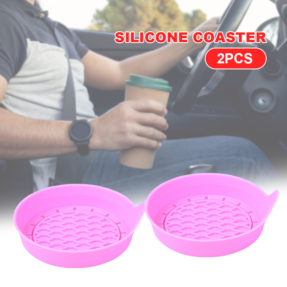 Sift-Proof Spill Holder Silicone Non-slip Water Cup Pad Insulated (Pink ...