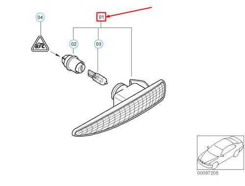 NEW BMW 7 E65 RIGHT ADDITIONAL TURN CORNER LIGHT LAMP 63137164756 OEM ...