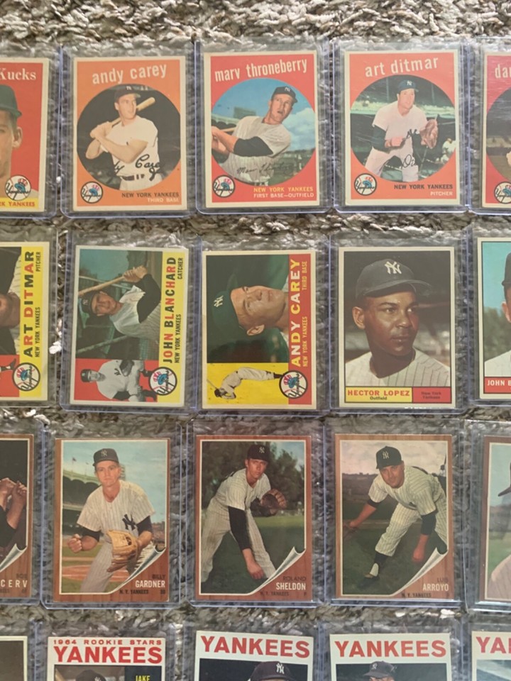 Vintage Lot of 48 different New York Yankees Cards 1950s & 1960s Topps ...
