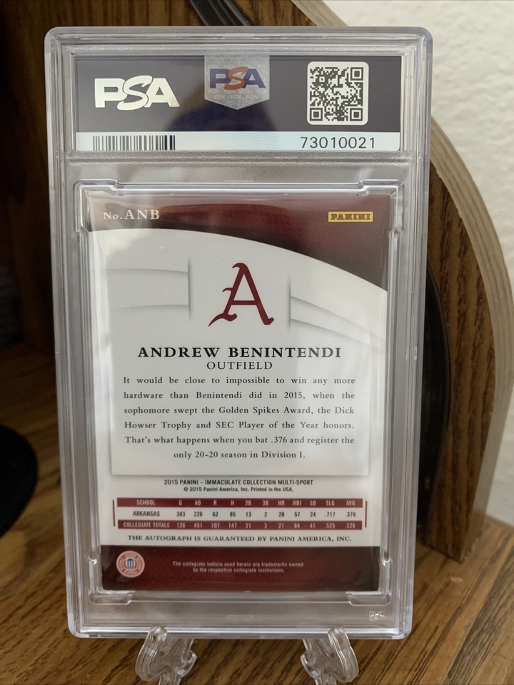 2015 panini immaculate collegiate Andrew Benintendi Numbers Rookie ...