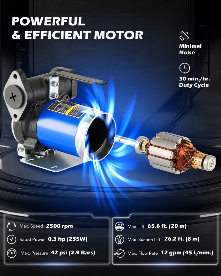 OMT 12gpm Cast Iron Gasoline Transfer Pump 12V Self-Priming Fuel ...