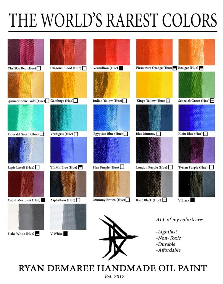 The World's Rarest Colors - Renaissance Era Set - 50ml - Handmade Oil ...