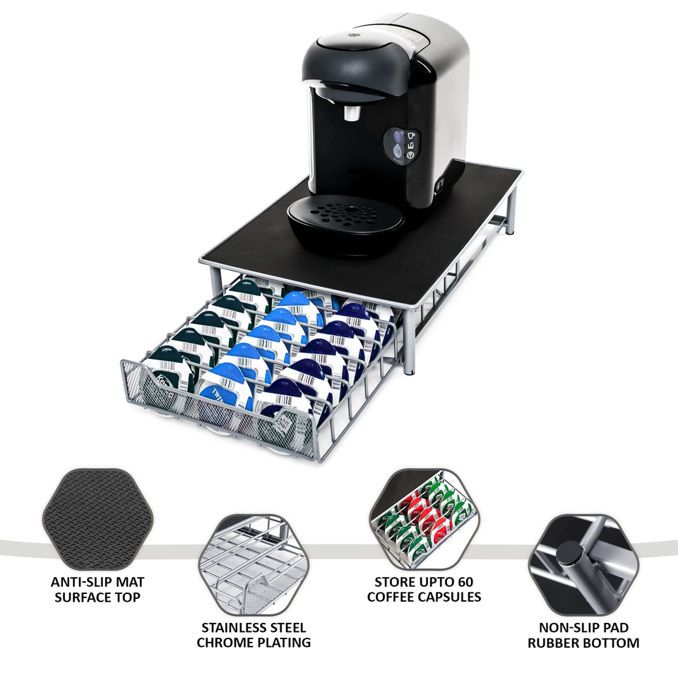 60pc Tassimo Pod Holder, Coffee Capsule Drawer & Machine Stand Pod ...