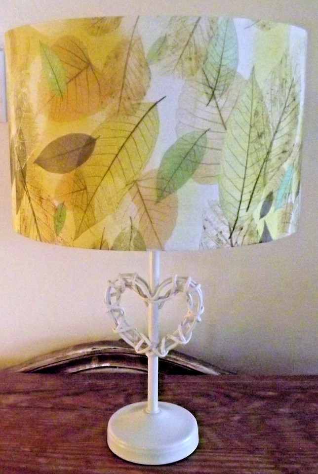 Pressed Leaves Lamp Shade Lampshade shabby chic green yellow cream FREE ...