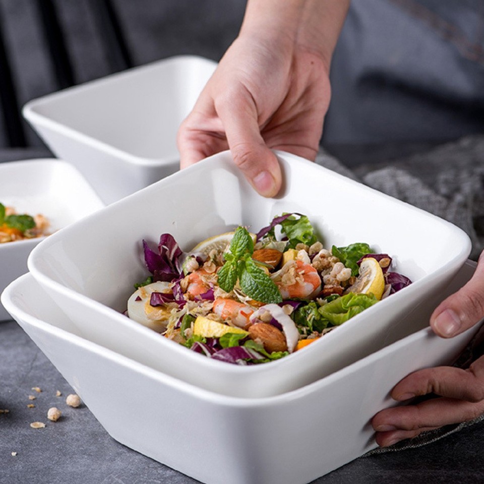 1pc Home Kitchen Square Bowl Salad Bowl Food Serving Dessert Bowl ...
