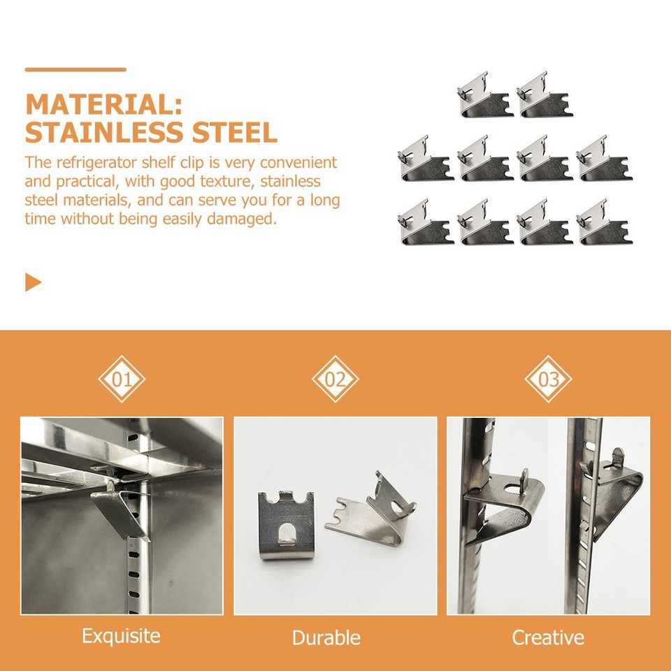 10pcs Freezer Shelf Clips Cooler Shelf Supports Stainless Steel Shelf ...