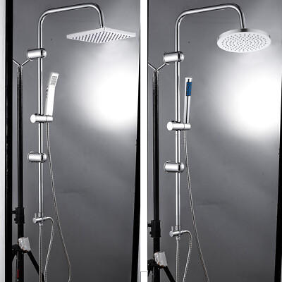 RAINFALL SHOWER KIT TWIN HEAD CHROME FIXED HEAD RISER RAIL WITH BATH ...