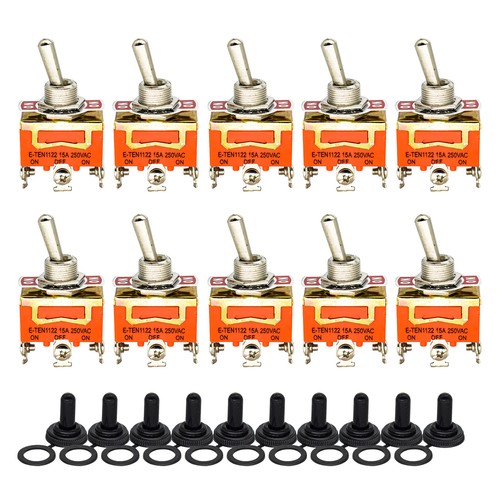 10X Heavy Duty Toggle Flick Switch 15A 250V ON/OFF/ON Car Dash Light ...