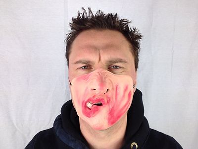 Funny Half Face Slapped Cheeks Mask Joke Slap Face Red Faced Fancy ...