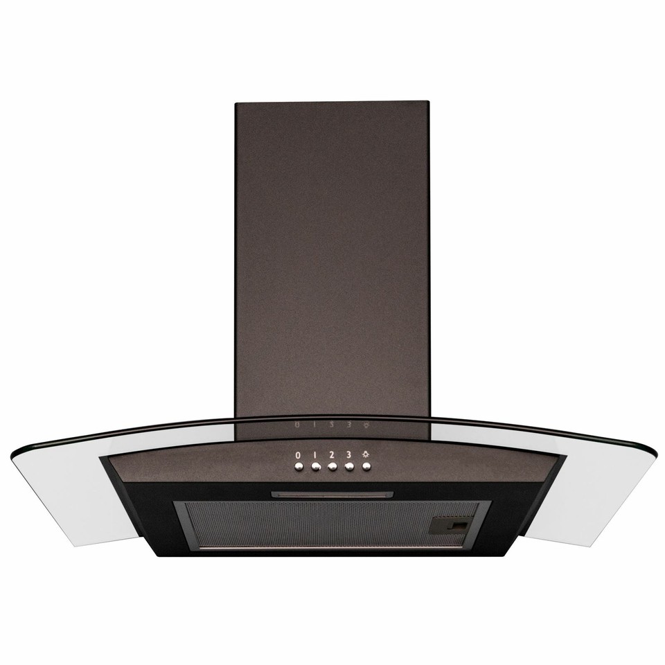 SIA CGH70BL 70cm Curved Glass Black LED Chimney Cooker Hood Extractor ...